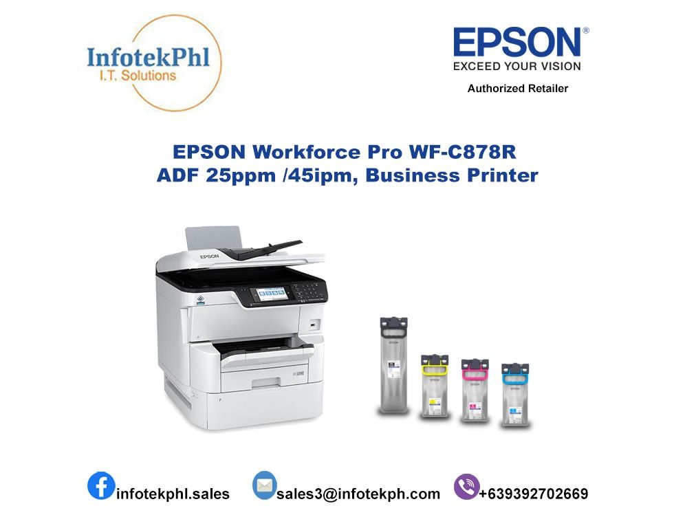 EPSON Workforce Pro WF-C878R ADF 25ppm /45ipm, Business Printer ...