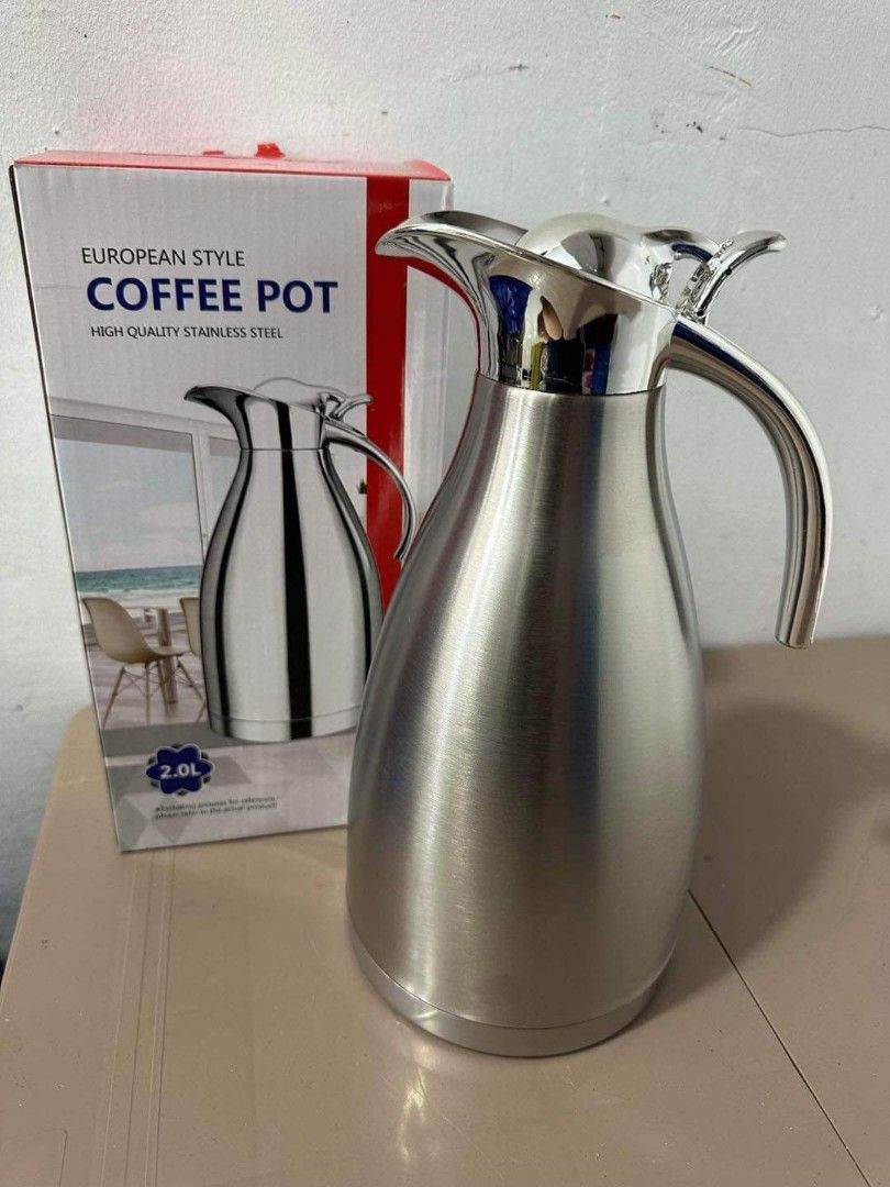EUROPEAN STYLE STAINLESS COFFEE POT 2 LITERS, TV & Home Appliances ...
