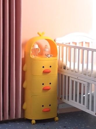 F918 Yellow Duck Multilayer Storage Shelf Rack w Wheels Snacks ...