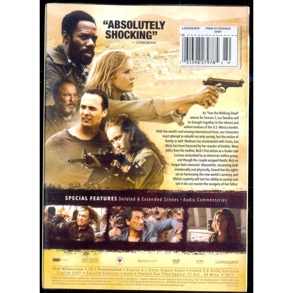 Fear The Walking Dead The Complete Third Season [ DVD ], Hobbies & Toys ...