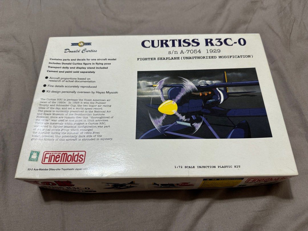 Finemolds 1/72 Porco Rosso CURTISS R3C-0 Model Kit 飛天紅豬俠 模型 飛機, 興趣及遊戲, 玩具 & 遊戲類 - Carousell