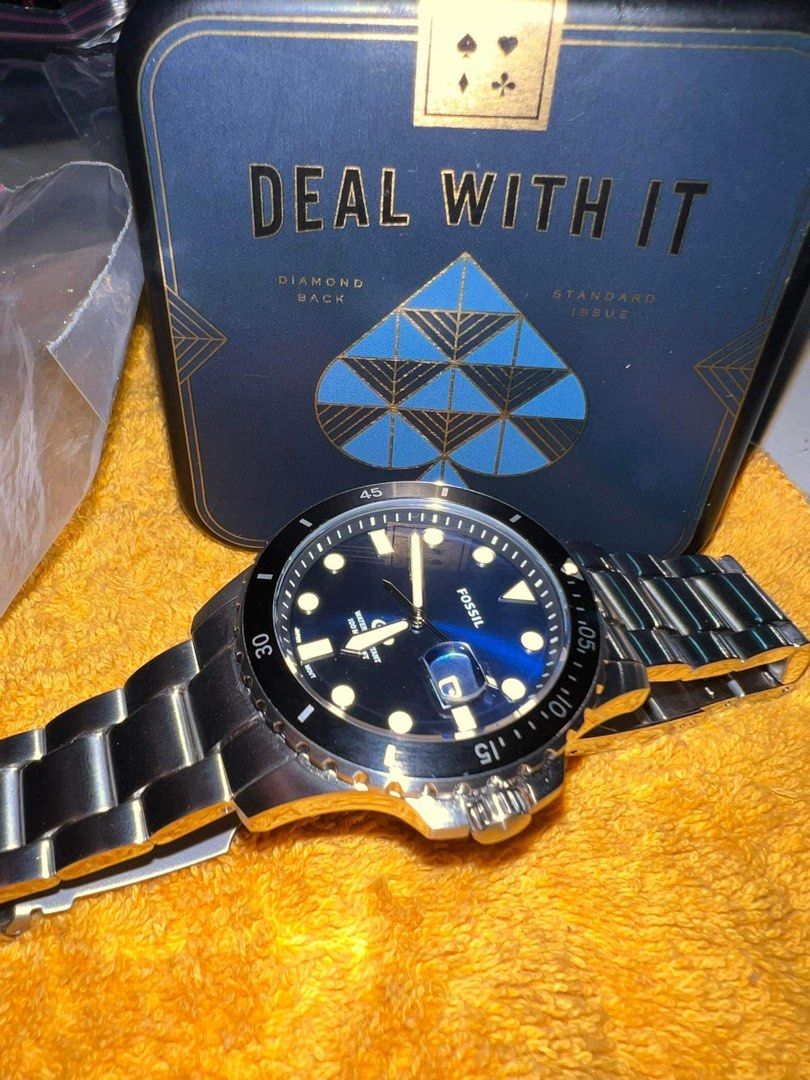 Fossil Blue Dive Three-Hand Date Stainless Steel Watch, Men's Fashion ...