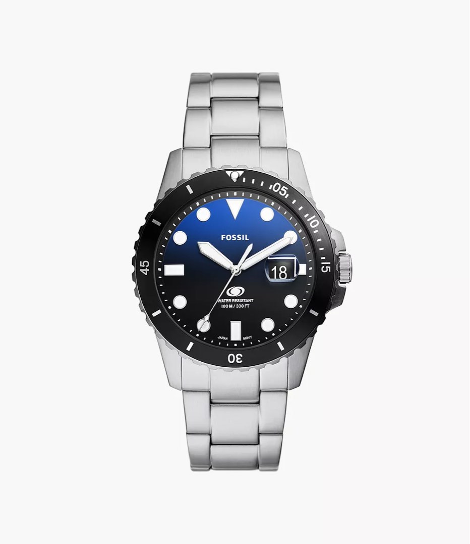 Fossil Blue Dive Three-Hand Date Stainless Steel Watch, Men's Fashion ...