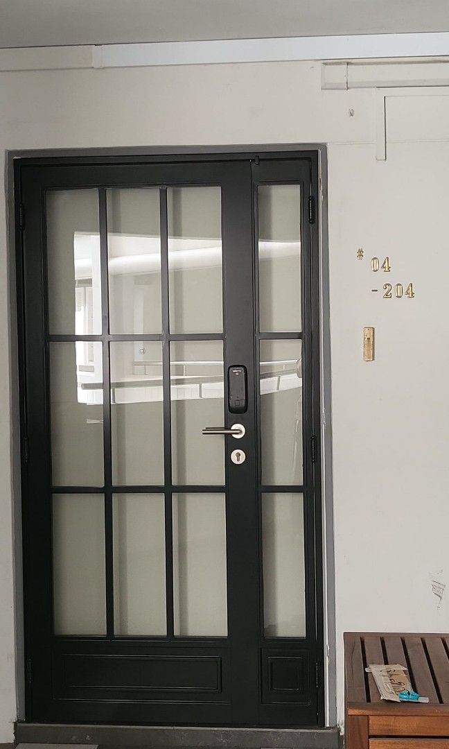 Glass Gate/Hdb main door/ Toilet door / digital lock , Furniture & Home ...