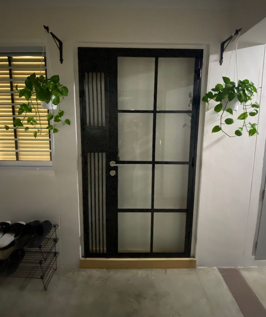 Glass Gate/Hdb main door/ Toilet door / digital lock , Furniture & Home ...