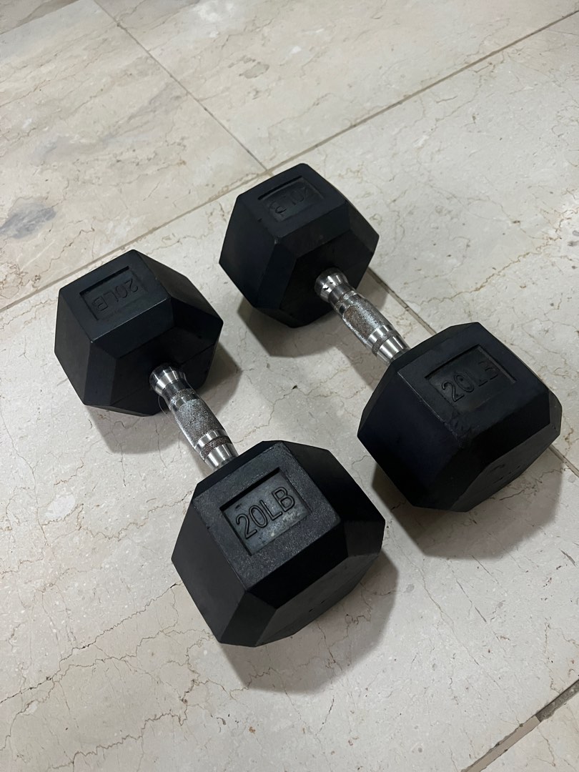 Hex Dumbbells 20 lbs (1 pair), Sports Equipment, Exercise & Fitness ...
