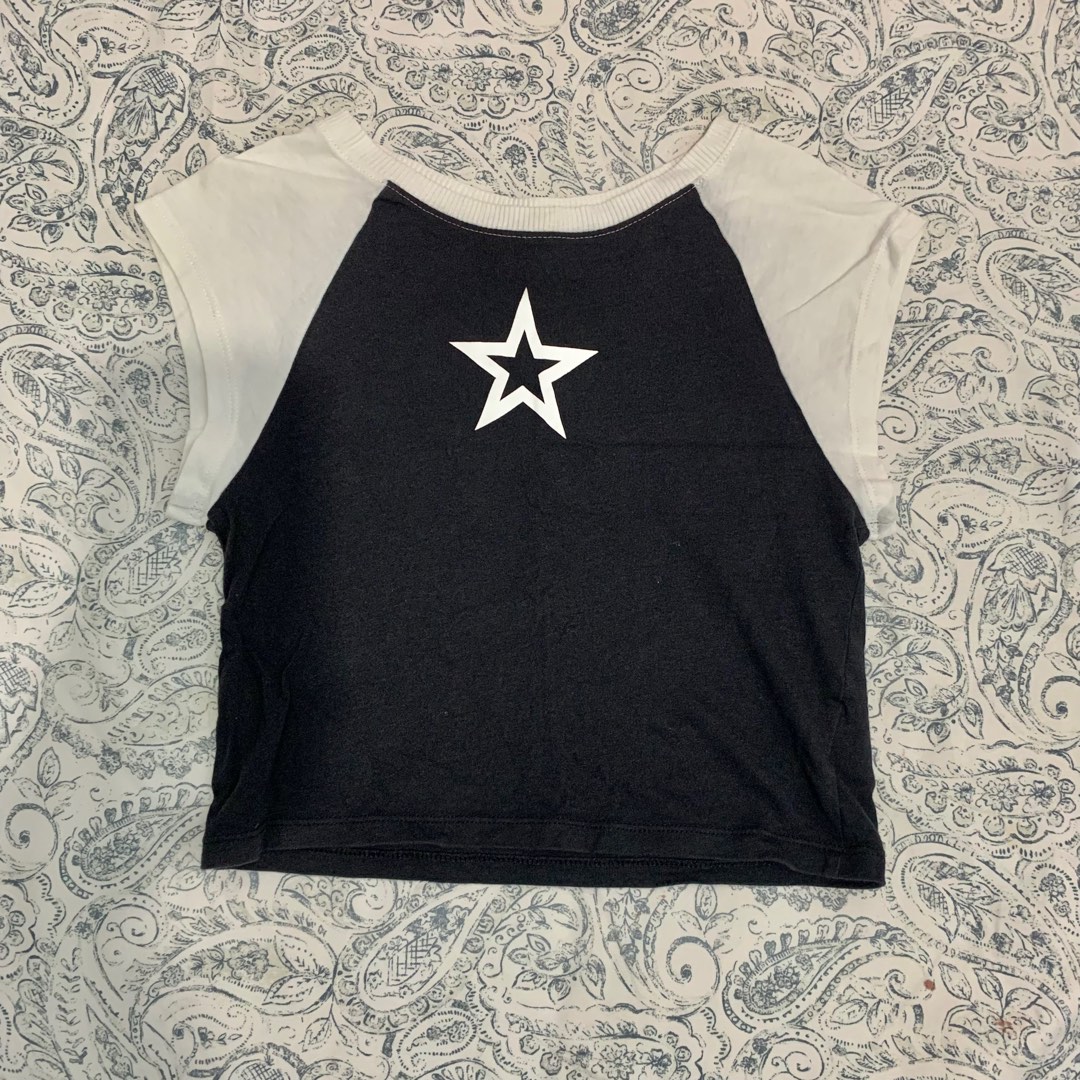h&m star y2k cropped top, Women's Fashion, Tops, Shirts on Carousell