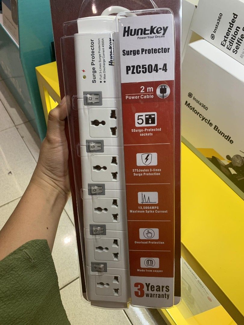 Huntkey PZC504-4 Surge Protection 5 Socket Power Strip, TV & Home ...