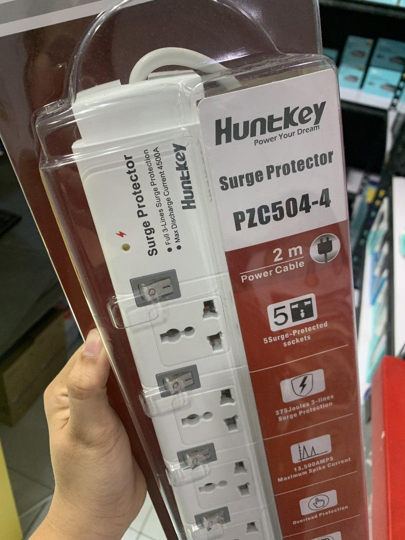 Huntkey PZC504-4 Surge Protection 5 Socket Power Strip, TV & Home ...
