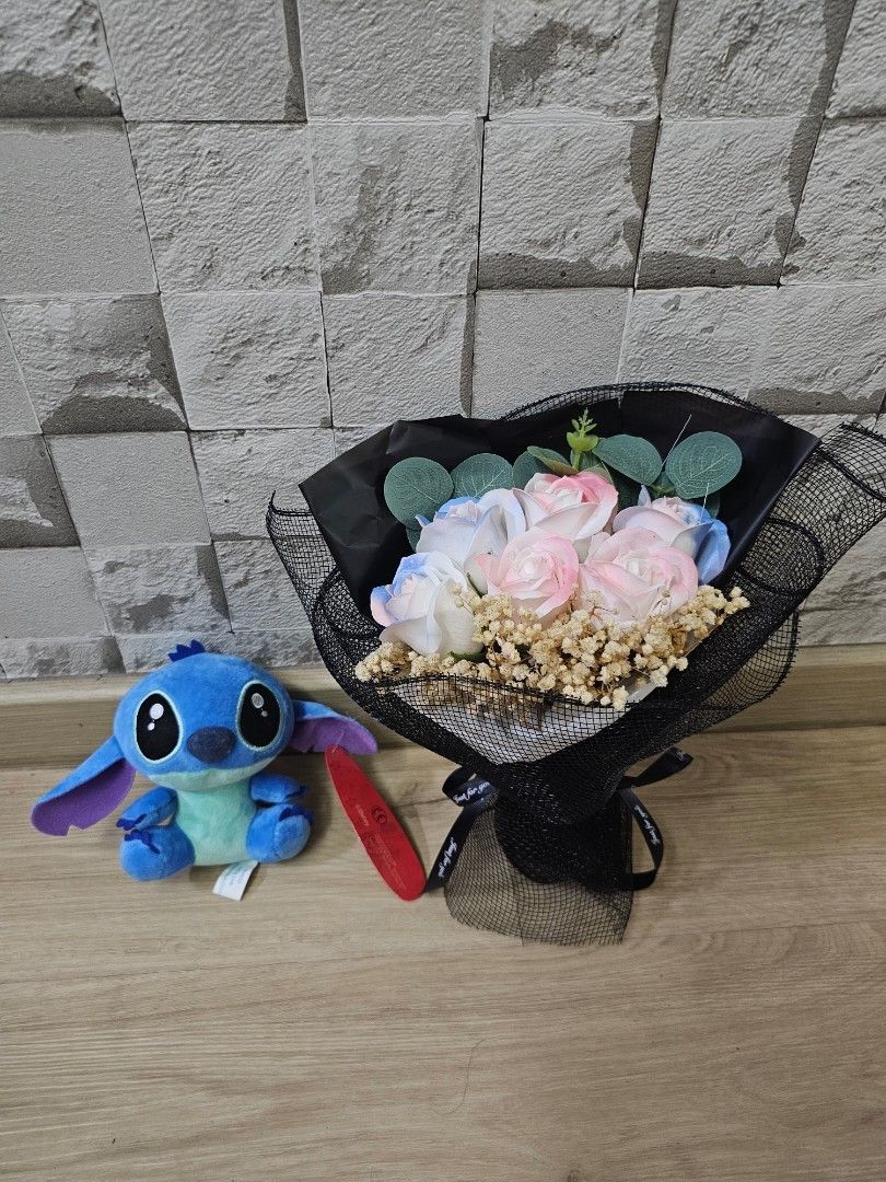 Ice bear rose baby breath bouquet, Hobbies & Toys, Stationery & Craft ...