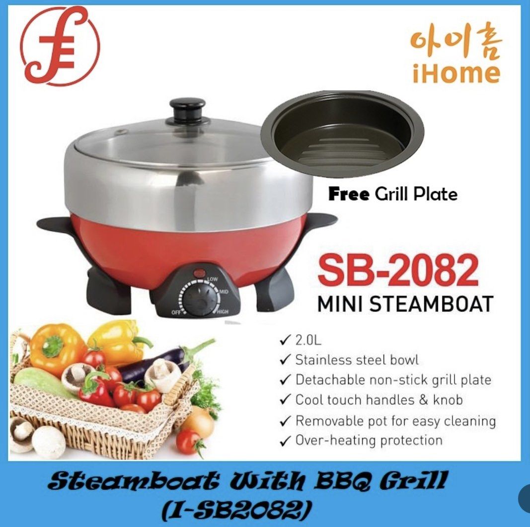 iHome 2L Mini Steamboat with BBQ Grill, TV & Home Appliances, Kitchen ...
