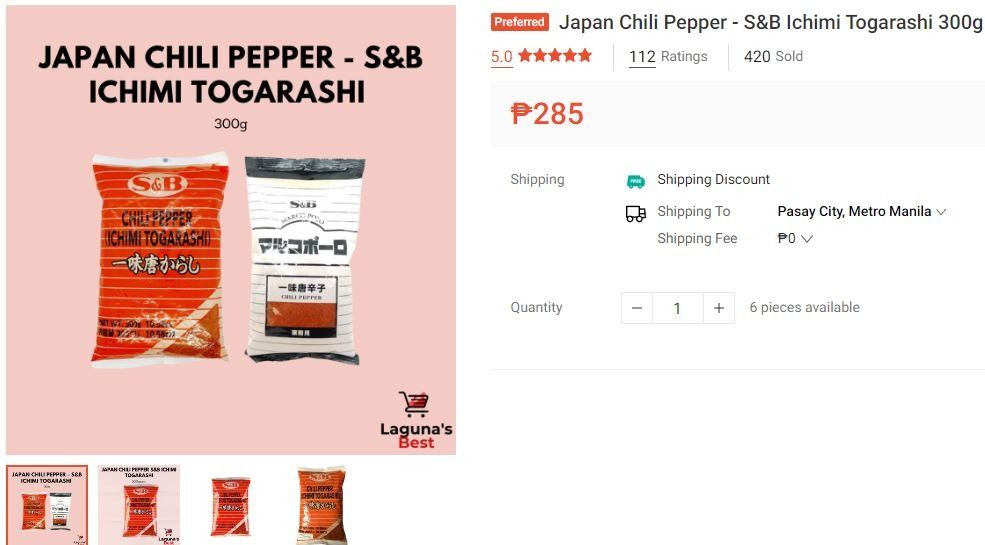 Japan Chili Pepper - S&B Ichimi Togarashi 300g, Food & Drinks, Spice ...