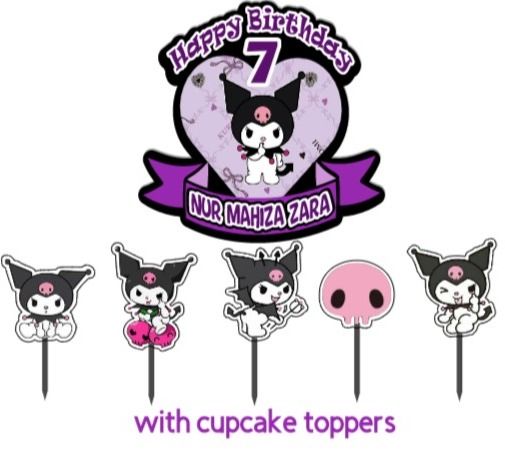 Kuromi Theme Personalised Cake Topper, Hobbies & Toys, Stationery ...