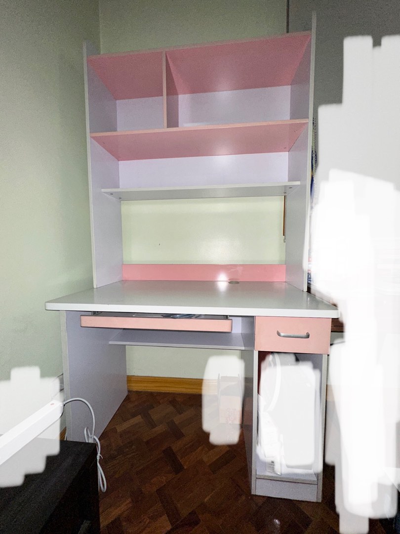 Large Pink Computer Study Table, Furniture & Home Living, Furniture ...