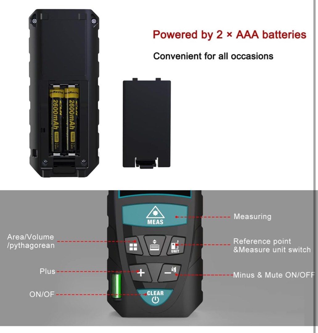 Laser Measure,RockSeed 328 Feet Digital Laser Distance Meter with 2 ...