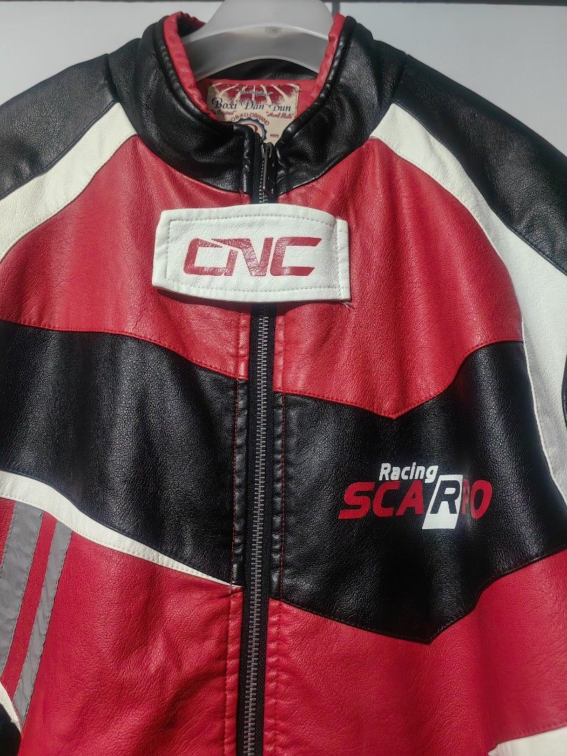 Leather Car Racing Jacket, Men's Fashion, Coats, Jackets and Outerwear ...