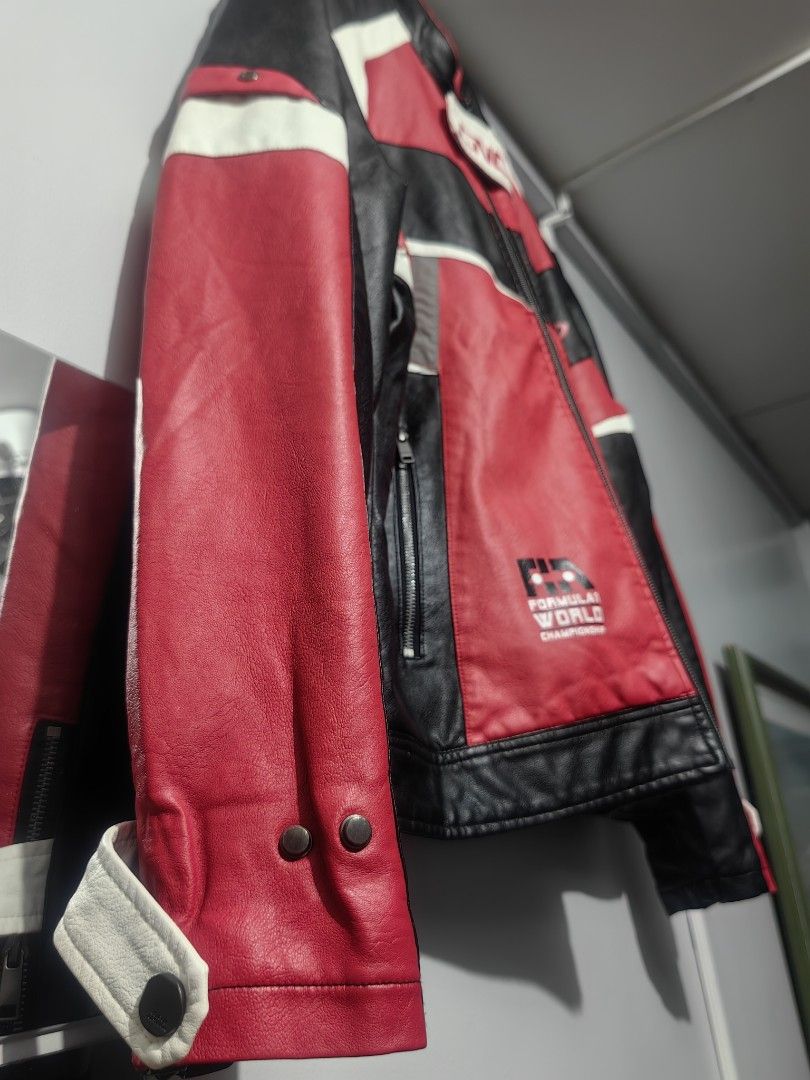 Leather Car Racing Jacket, Men's Fashion, Coats, Jackets and Outerwear ...