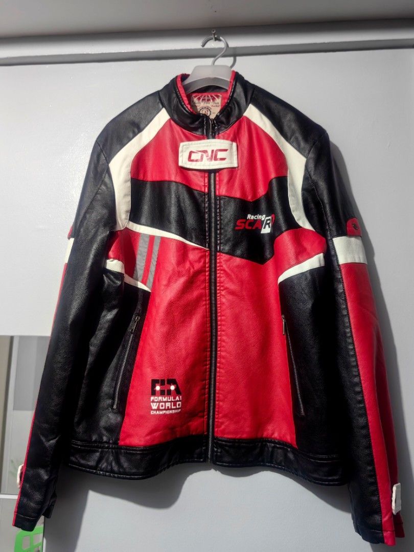 Leather Car Racing Jacket, Men's Fashion, Coats, Jackets and Outerwear ...