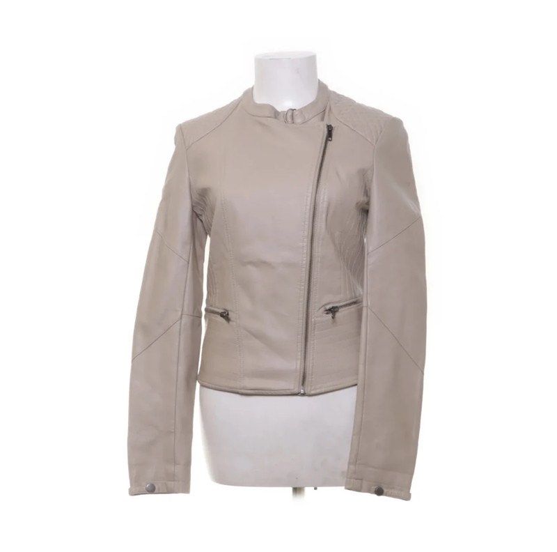 Light beige biker jacket, Women's Fashion, Coats, Jackets and Outerwear ...
