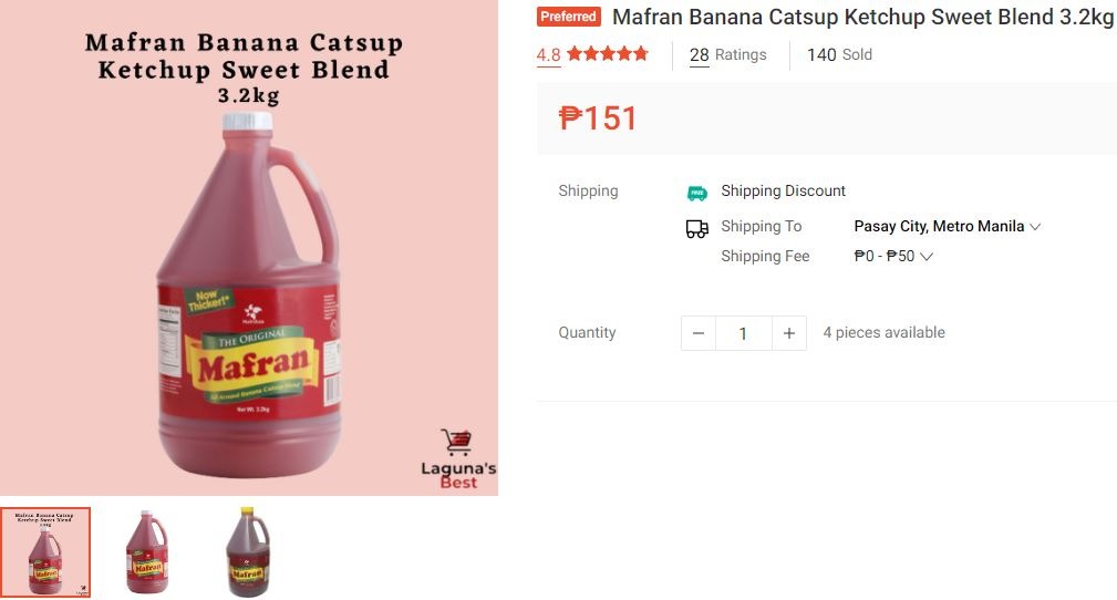Mafran Banana Catsup Ketchup Sweet Blend 3.2kg, Food & Drinks, Other ...
