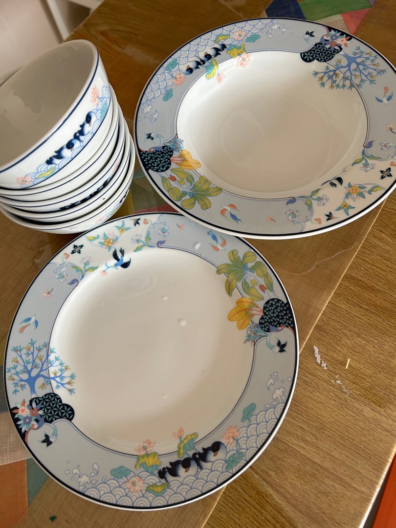 Mandarin duck bowls and plates set, Furniture & Home Living ...