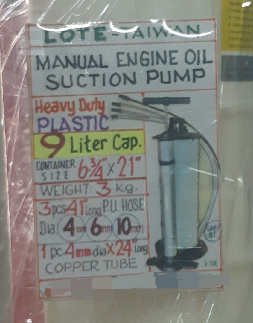 Manual Engine Oil Suction Pump Pumps, Commercial & Industrial ...
