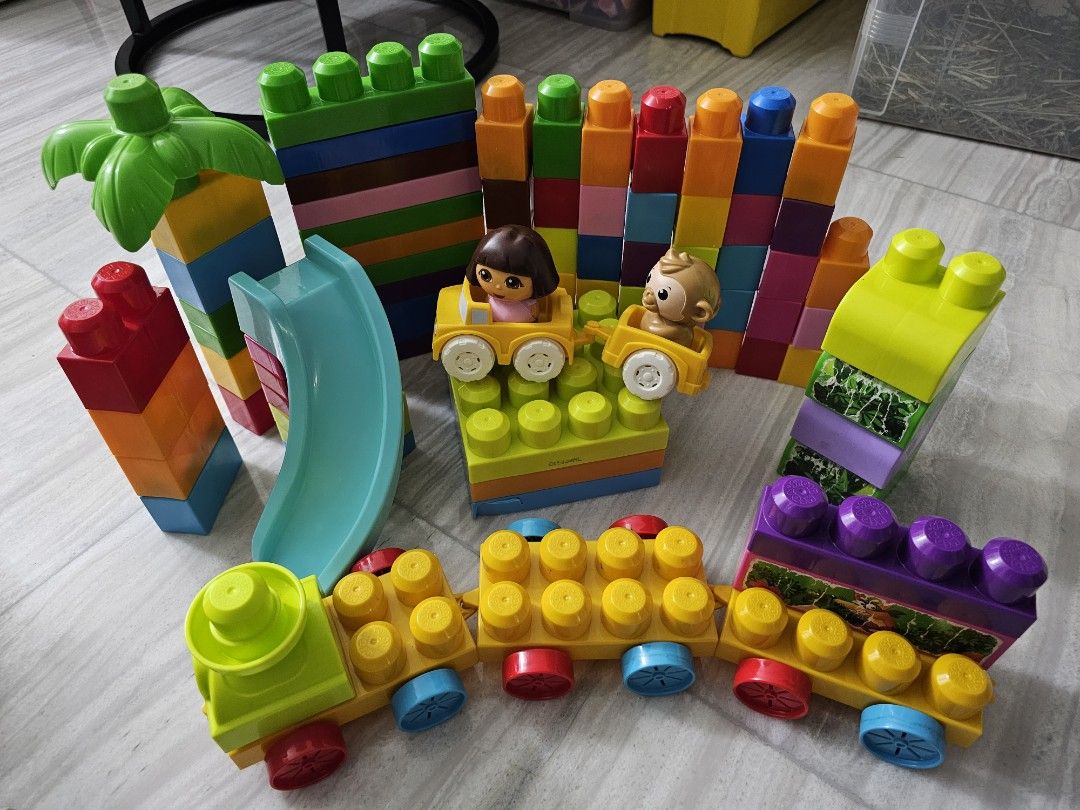 Mega bloxs Dora monkey train slide, Babies & Kids, Infant Playtime on ...