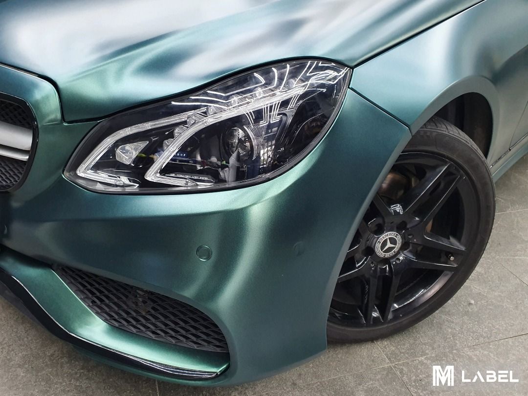 Mercedes Benz E250 Full Vinyl Wrap - Matte Metallic Black Green, Car ...