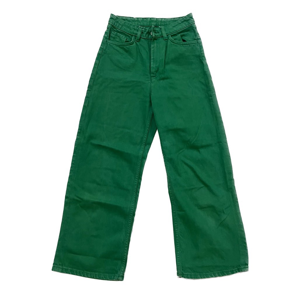 monki green straight-cut jeans, Women's Fashion, Bottoms, Jeans ...
