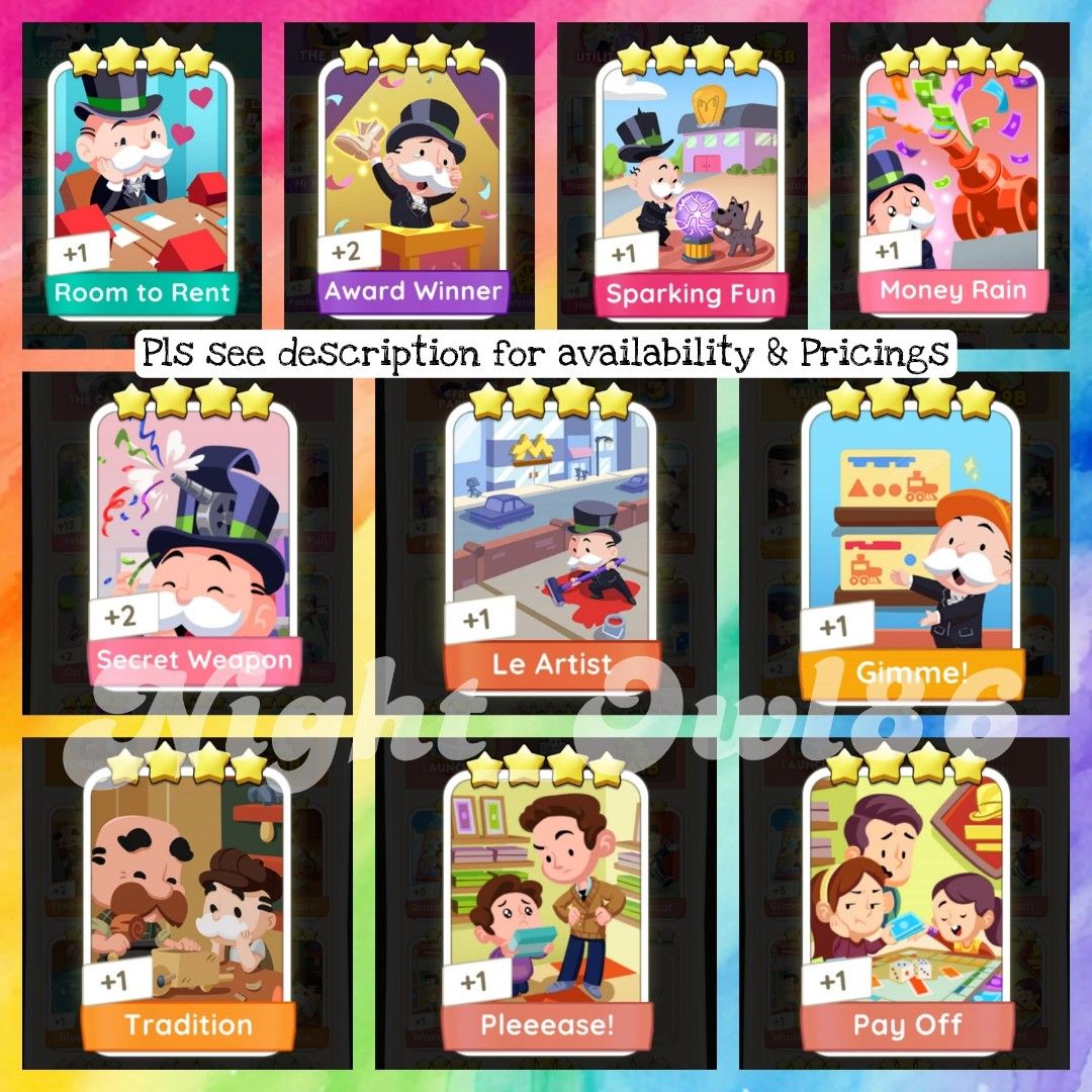 Monopoly Go Stickers 4 & 5 stars Spot Rebel Rad Railroads Locomotion ...