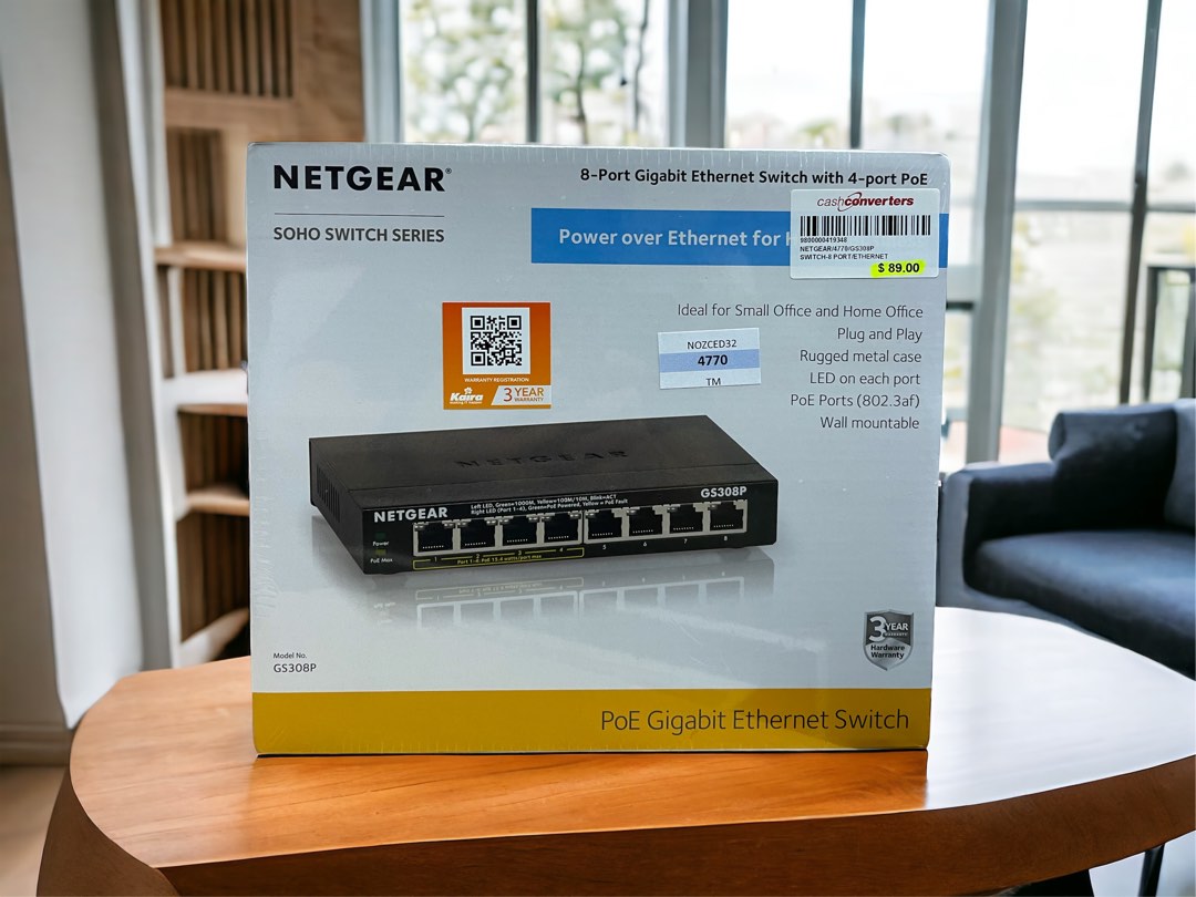 NETGEAR (GS308P) 8-Port Gigabit Ethernet Unmanaged PoE Switch - with 4 ...