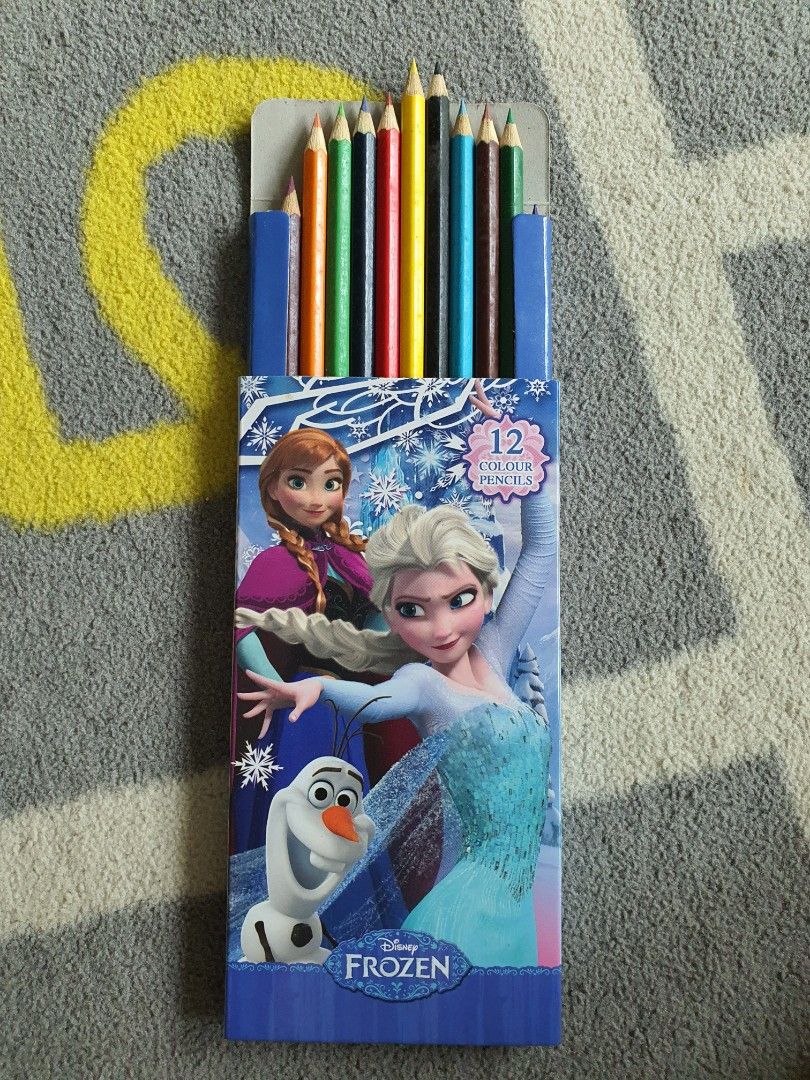 NEW FROZEN Theme Stationery Set with colour pencils, Hobbies & Toys ...