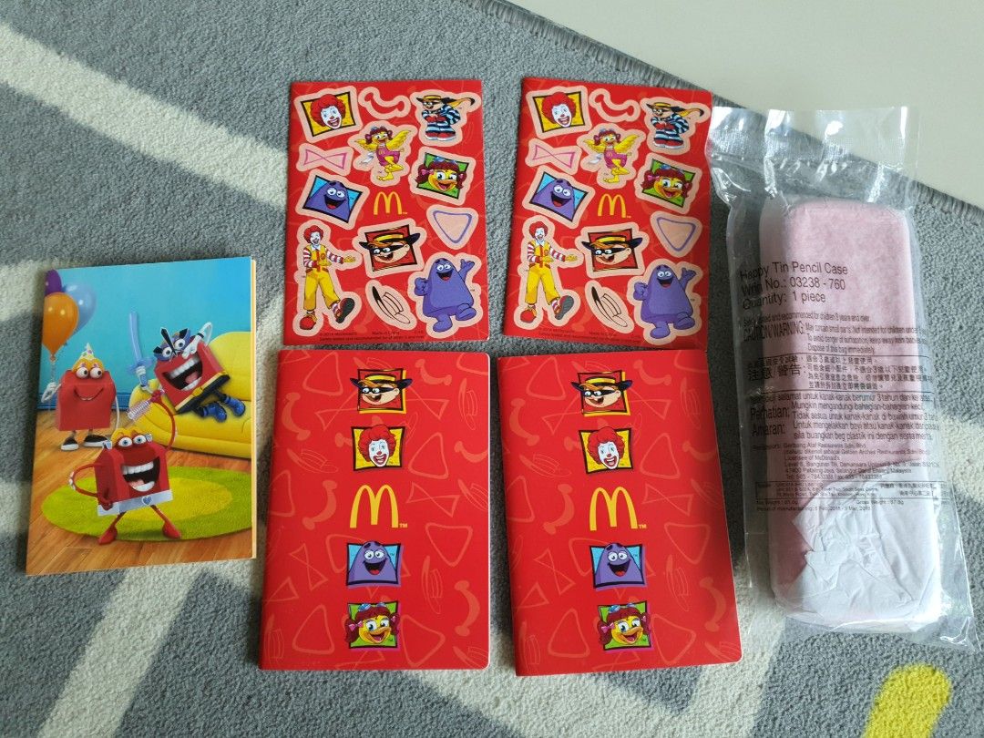 NEW McDonald's Pencil Case & Note book with stickers, Hobbies & Toys ...