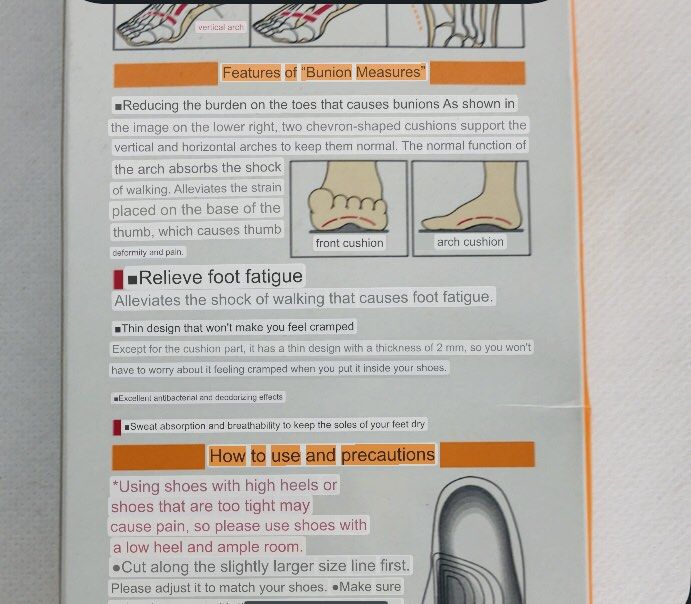 Orthotics Bunion Treatment Shoe Inserts Medical Insoles (Size: 22-25cm ...