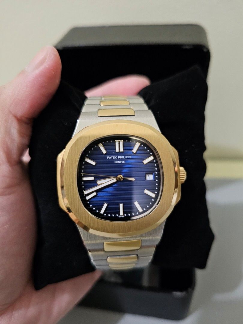 Patek Phillipe Mechanical Two-Tone Gold Blue Watch (Class A), Men's ...