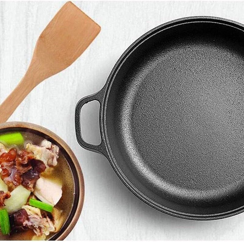 Pre Seasoned CAST IRON COOKING PAN 33cm with glass lid, Furniture ...