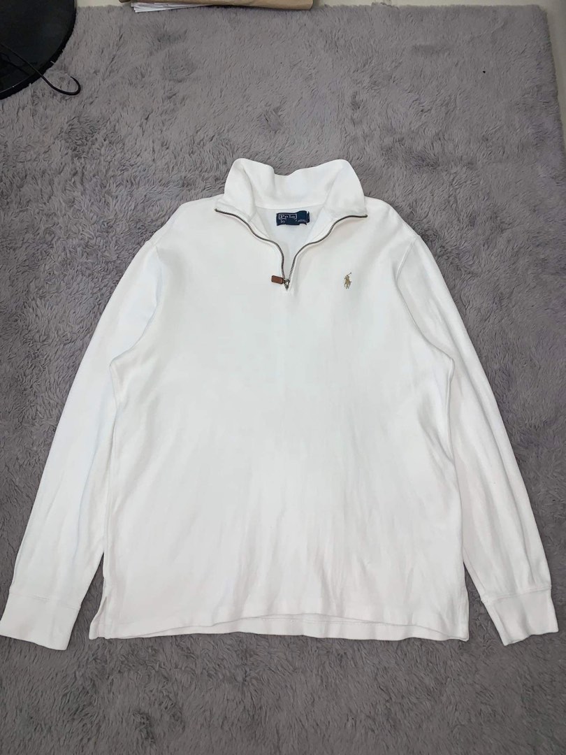 Ralph Lauren White Half Zip, Men's Fashion, Tops & Sets, Hoodies on ...