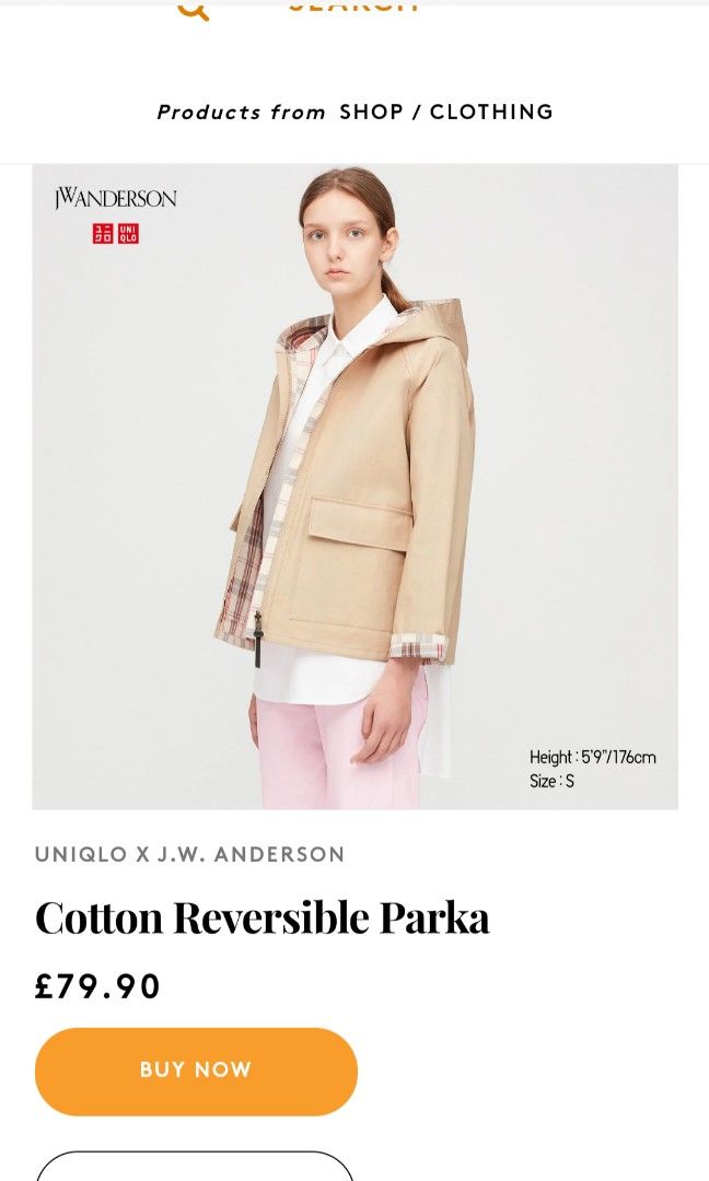 RARE Uniqlo x JW Anderson Reversible Cotton Parka Jacket Collab size S ...