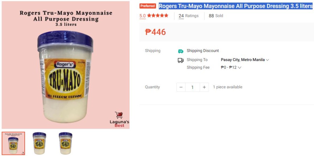 Rogers Tru-Mayo Mayonnaise All Purpose Dressing 3.5 liters, Food ...