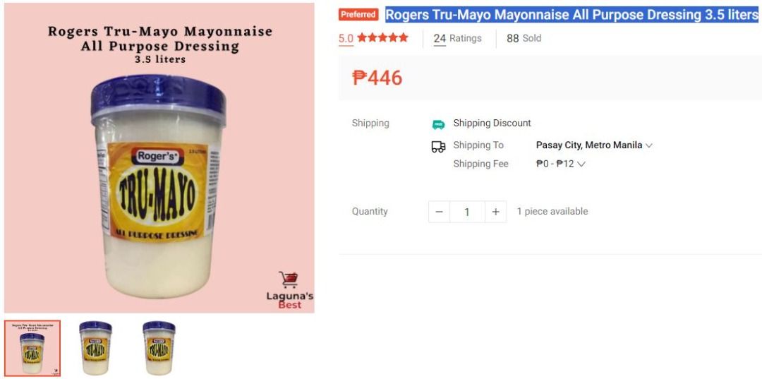 Rogers Tru-Mayo Mayonnaise All Purpose Dressing 3.5 liters, Food ...
