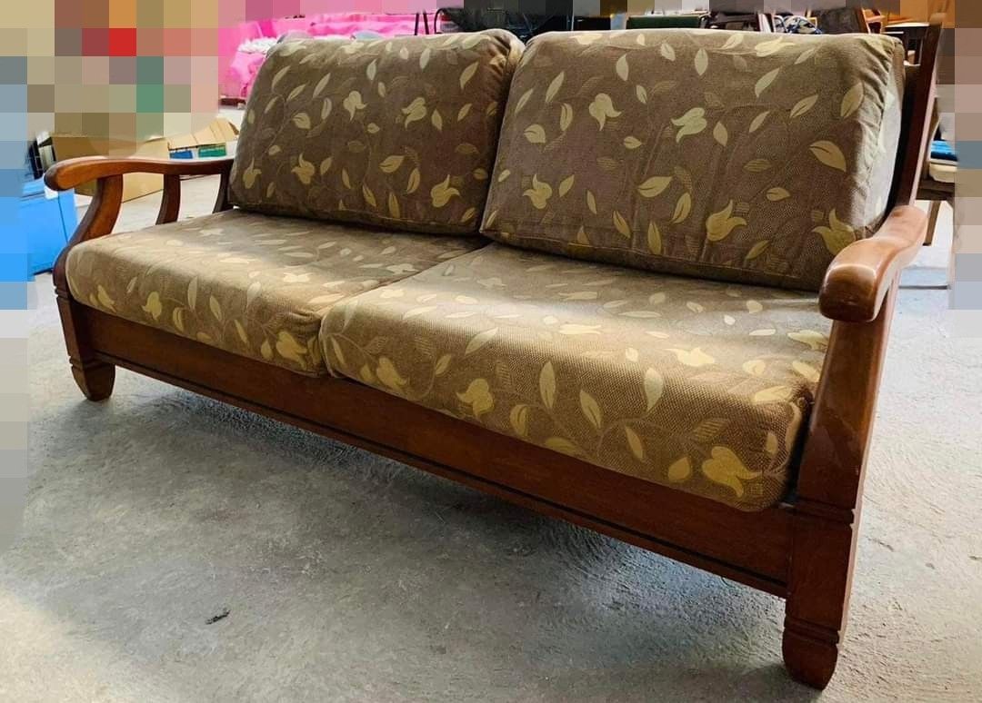 solid wood arm sofa, Furniture & Home Living, Furniture, Sofas on Carousell