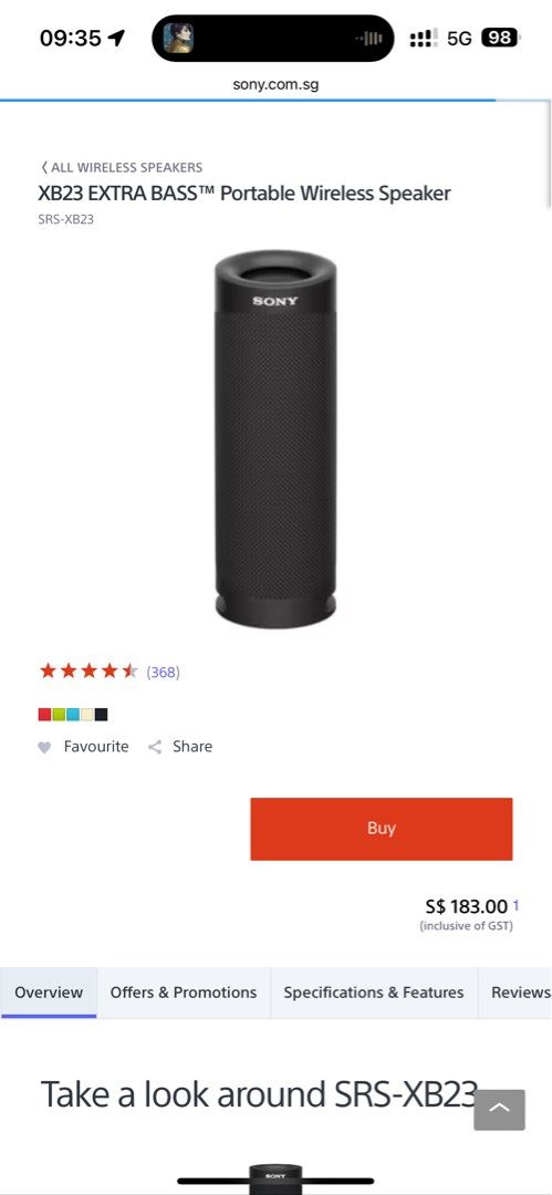 Sony SRX-XB23 extra bass wireless bluetooth speakers/ 2 in a pair ...