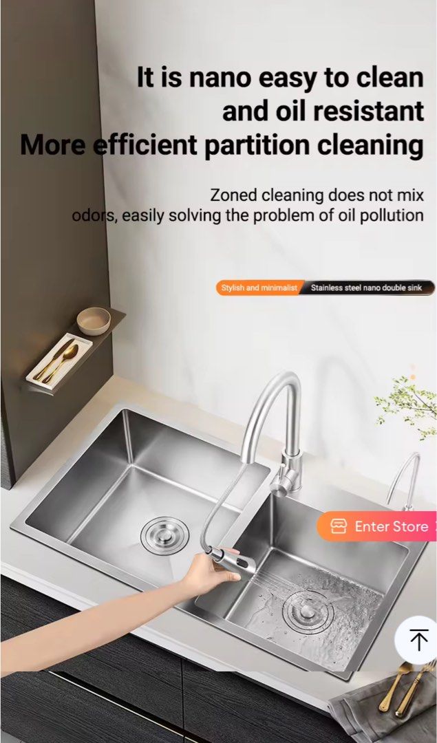 Stainless Steel Nano Sink 50cm x 40cm, Furniture & Home Living ...