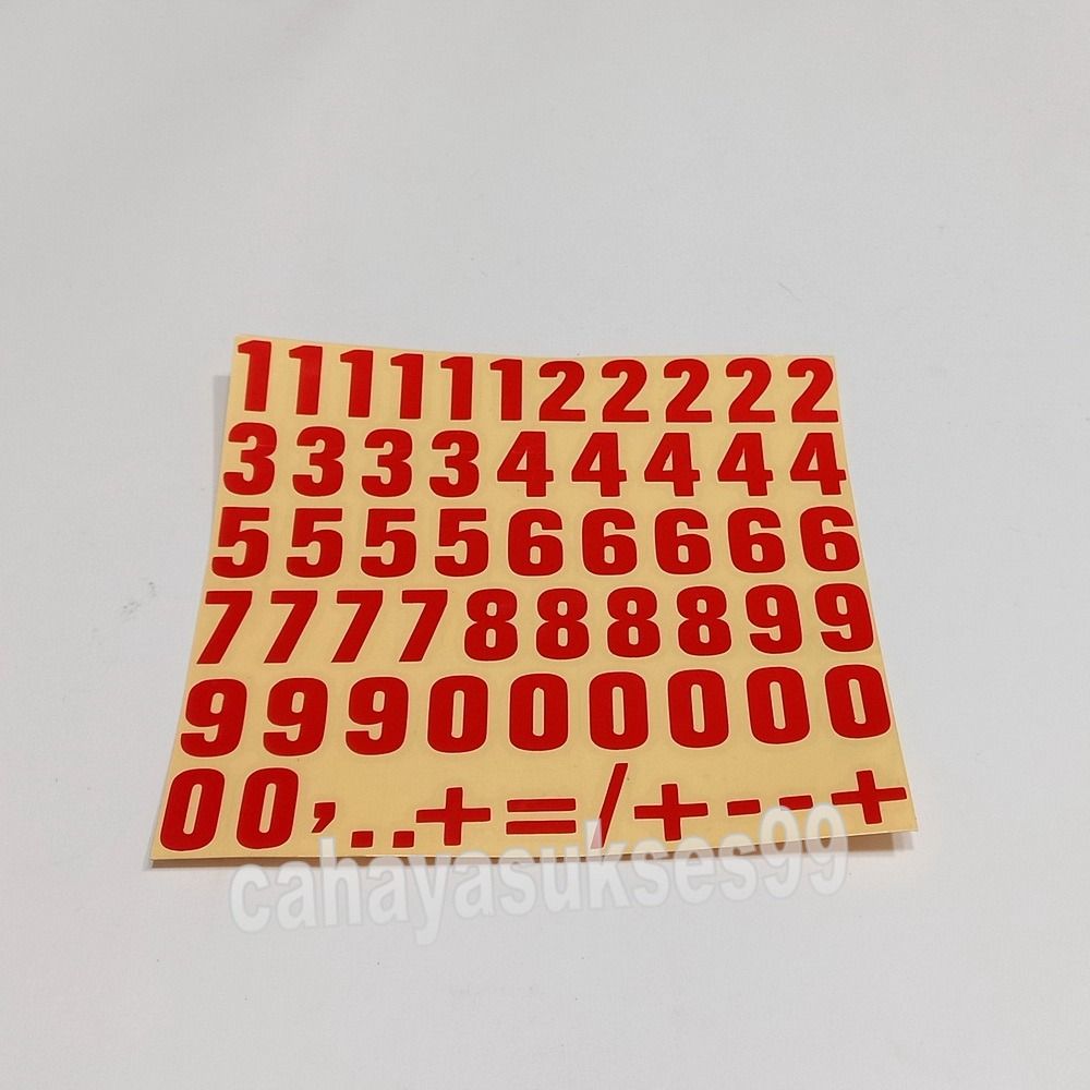 Sticker Label Angka Nomor 2cm x 1,3cm Font FOLIO MERAH Reflective ...