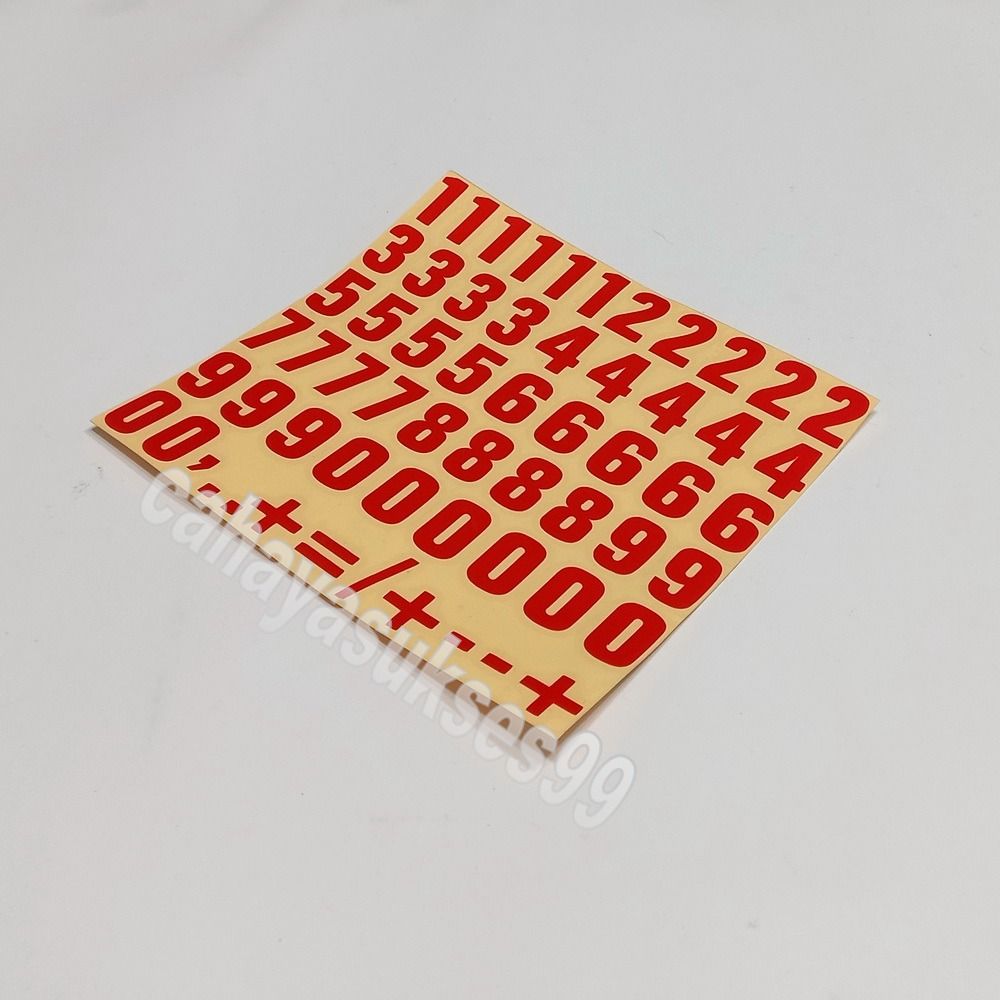 Sticker Label Angka Nomor 2cm x 1,3cm Font FOLIO MERAH Reflective ...