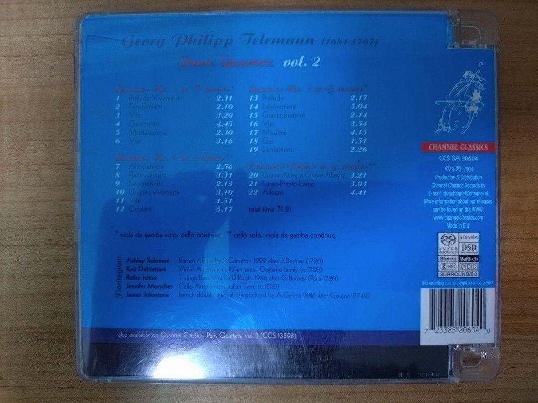 Telemann Paris Quartet Vol. 2 Florilegium Hybrid SACD Surround 5.0 ...