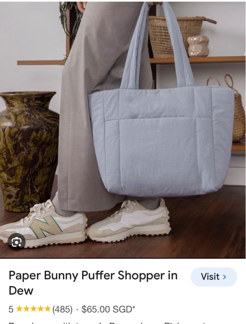 The Paper Bunny Puffer Shopper Dew, Women's Fashion, Bags & Wallets ...