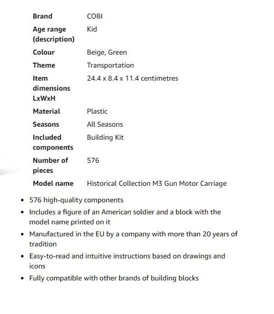 TP-COBI Historical Collection M3 Gun Motor Carriage, Hobbies & Toys ...