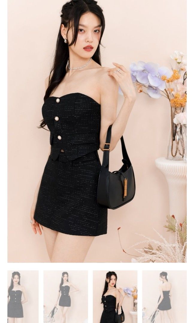 TSS Trisha Tweed Co-ord Set in Black, Women's Fashion, Dresses & Sets ...