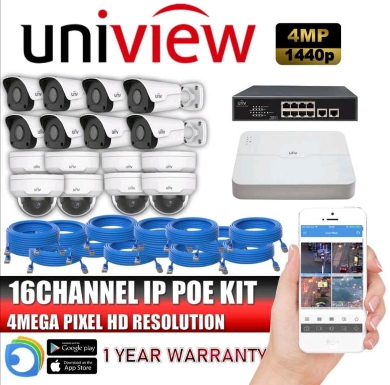Uniview POE KIT 16 Channel 4MP Package, Furniture & Home Living, Security & Locks, Security ...